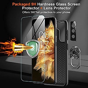 Oneagle for Samsung Galaxy S21 Case 5G, [4 in 1 ] Samsung S21 5G Case with [9H Glass Screen Protector+ Lens Protector] [ 360 Ring Stand] [12Ft Military Dropproof] Shockproof Case for Galaxy S21 5G