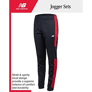 New Balance Boys’ Sweatpants – 4 Pack Active Tricot Jogger Sweatpants – Performance Track Pants with Pockets for Boys (4-20), Size 8, Black/Eclipse