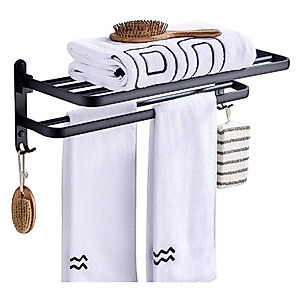 Towel Racks Towel Shelfs,Bathroom Towel Rack Aluminum Alloy Black Oil Brushed Bath Towel Holder Foldable Fixed Bath Towel Holder Space Aluminum Bathroom Shelf Bathroom Kitchen Hardware/39Cm (Size : 3