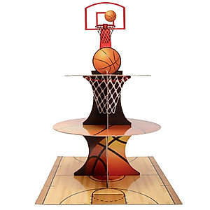 Basketball Party Decorations Cupcake Stands 3 Tier Basketball Party Supplies for Sports Themed Party Boys Birthday