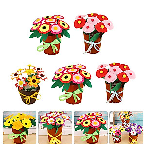 Veemoon DIY Flower Craft Kit 10 Sets Handmade Potting Material Flowers Puzzle Child Non-woven Fabric Handicraft Materials