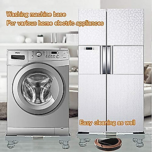 Multi-Functional Adjustable Movable Base Refrigerator Stand with 4 Strong Feets for Washing Machine Refrigerator and Dryer (4 Feets)