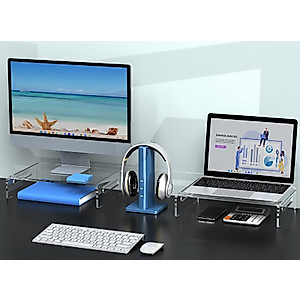 Zimilar 2 Pack Monitor Stand Riser, Acrylic Monitor Stand for Computer, Laptop, Printer, Notebook, Premium Clear Laptop Stand Acrylic Monitor Riser for Home Office, Monitor Stands for 2 Monitors