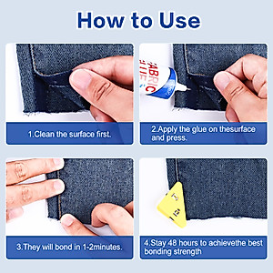 Fabric Glue for Clothing Permanent Washable, Liquid Stitch Fabric Adhesive, Anti-Fray Check, Super No-Sew Clear Fusion Glue for All Patches, 24 Hour Dry and Waterproof