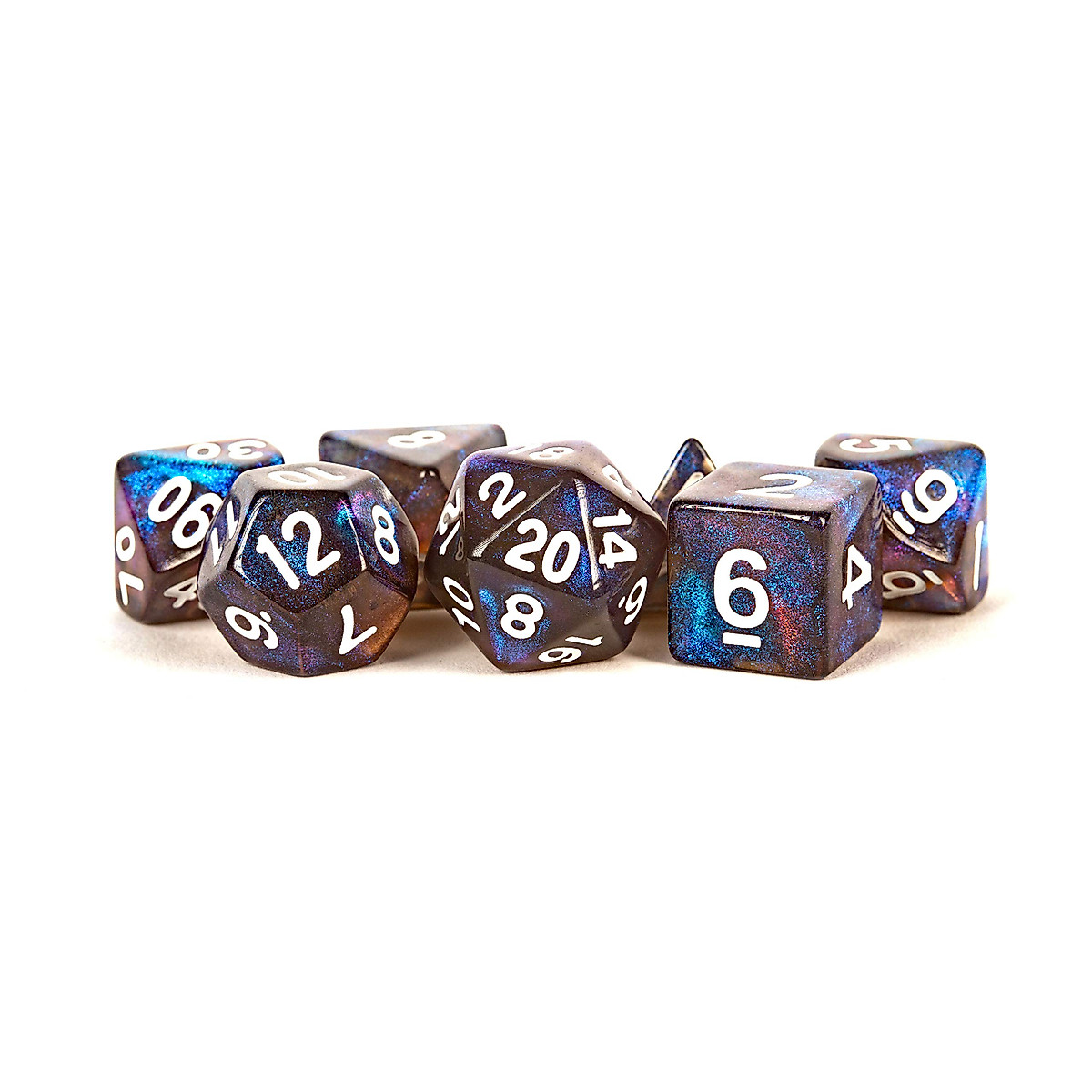FanRoll by Metallic Dice Games 16mm Acrylic Polyhedral Dice Set: Stardust Galaxy