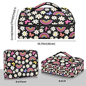 Kcldeci Insulated Thermal Food Carrier Insulated Casserole Carrier for Hot or Cold Food,Daisy Flower Rainbow and Butterfly Insulated Tote Bag for Potluck Cookouts Parties Picnic,Lasagna Lugger