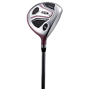 Aspire XD1 Ladies Womens Complete Right Handed Golf Clubs Set Includes Titanium Driver, S.S. Fairway, S.S. Hybrid, S.S. 6-PW Irons, Putter, Stand Bag, 3 H/C's Pink (Cherry Right Petite Size -1")