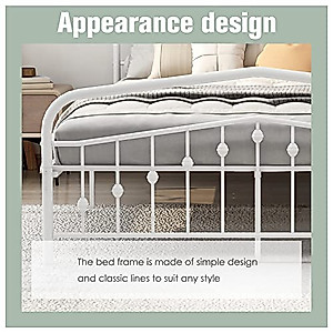 Zoophyter Metal Platform Bed Frame Queen Size No Box Spring Needed with Headboard Footboard Premium Steel Slat Support White