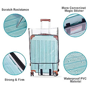 QUMENEY Clear Luggage Cover Protector Bag PVC Suitcase Cover Protectors Transparent Luggage Protector Waterproof Dustproof for Travel (20 Inch)