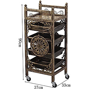 JYDQM Beauty Salon Trolley Retro Hollow Carved Hairdressing Manicure Tool Trolley (Color : #1)