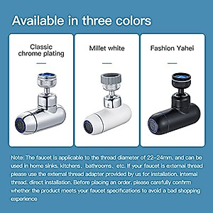 SUBMARINE Faucet Bubbler，720-Degree Multi-Angle Rotary Faucet Aerator、Extender，35 Degree Temperature Change Color，Can Be Used For Washing Face, Washing Eyes, Gargling, Etc(Silver)