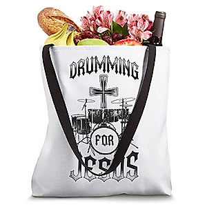 Drummer Drum Set Jesus Faith Cross Vintage Drumming For Tote Bag