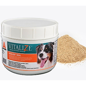Vitalize Dog Digestive Health Powder - Relief for Constipation, Vomiting & Nausea, Skin & Coat Supplement- Multivitamin Powder with Omega 6, 3 & Biotin & Dog Prenatal Supplement (1 Pound)