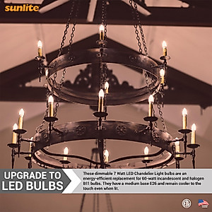 Sunlite 41380-SU LED Torpedo Tip B11 Chandelier Light Bulb, 7 Watts (60W Equivalent), 500 Lumens, Medium Base (E26), Dimmable, 27K - Warm White, 6 Pack, Frost