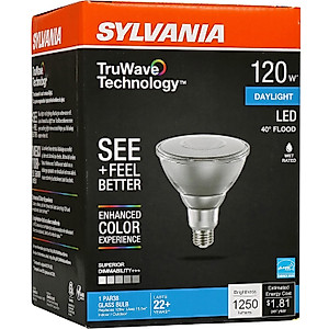 Sylvania LED TruWave Natural Series PAR38 Light Bulb, 120W Equivalent Efficient 14W, Medium Base, Dimmable, 5000K, Daylight - 1 Pack (40906)