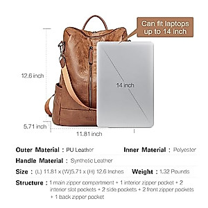 CLUCI Leather Backpack Purse for Women Convertible Large Travel Ladies Designer Fashion Casual Shoulder Bag