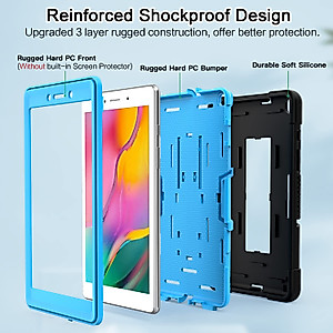Cantis Case for Samsung Galaxy Tab A T290/T295 (2019 Version), Slim Heavy Duty Shockproof Rugged Protective Case with Kickstand for 8.0 inch Galaxy Tab A Cover for Kids (Black+Blue)
