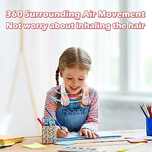 Qilerball Neck Fan - Bladeless Rechargeable Fan with Battery Operated and 3 Speeds Adjustable, Personal Portable Fan for Summer Travel, Gifts for Kids Girls Women Men Indoor Outdoor