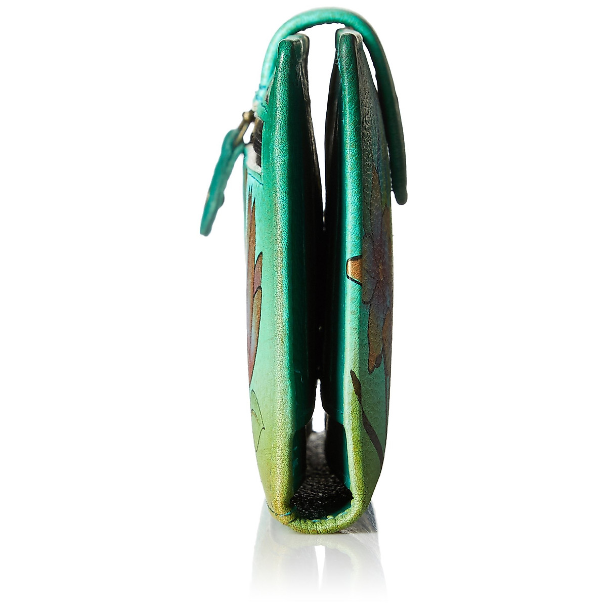 Anna by Anuschka womens 1833 Wallet Hand Painted Genuine Leather, Birds in Paradise Green, One Size US