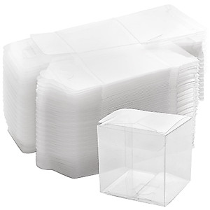 SEUNMUK 50 PCS 5 x 5 x 5 Inches Clear Plastic Gift Boxes, Clear Boxes For Favors, Transparent Gift Box for Wedding, Party and Baby Shower Favors, Thanksgiving and Christmas