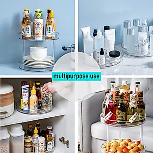 Popdylan 2 Tier Lazy Susan - 360 Degree Rotating Spice Rack - Turntable Cabinet Organizer for Cabinet, Fridge, Kitchen, Bathroom, Vanity Display Stand (10.6in)