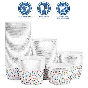 Cabilock 100Pcs Paper Ice Cream Cups Disposable Dessert Bowls with Dots Paper Cake Baking Cup Party Supplies