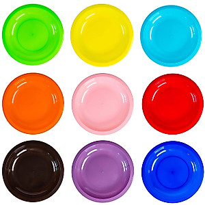 Youngever 7.5 Inch Plastic Plates, Small Kid Size, Kids Plates, Toddler Plates, Snack Plates, Microwave Safe, Dishwasher Safe, Set of 9 (Rainbow Colors)
