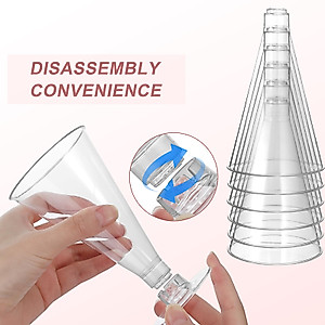 HawHawToys 40 Pack Clear Plastic Martini Glasses 6oz Disposable Cocktail Glasses Dessert Cups with Spoons,Reusable Cocktail Glasses Shooter for Party Champagne,Ice-Cream, Pudding and Trifle