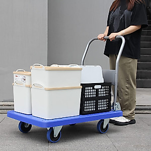 Uholan Slightly Mute Platform Trucks Trolley Folding Flatbed Trailer Pull Cargo Flatbed Move House Shopping Cart Load-Bearing 880lb