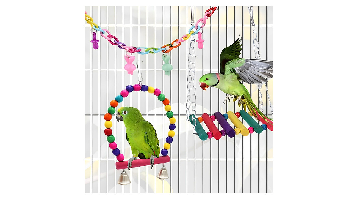 Bird Toys Parakeet Cage Accessories – Bright, Safe & Fun Swing Set