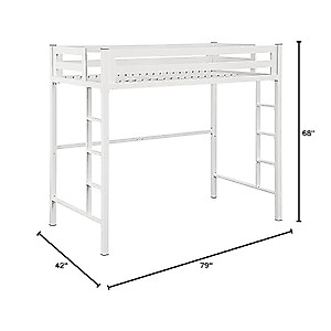 Walker Edison Brighton Classic Metal Twin over Loft Bunk Bed, Twin Size, White