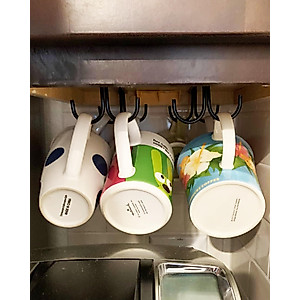 YQBOOM Mug Rack Under Cabinet 12 Hooks Coffee Mug Hooks Simple Coffee Mug Organizer Cup Hanger for Bar Kitchen Utensils Display