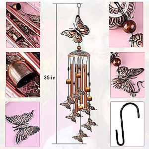 Butterfly Wind Chimes Outside,Windchimes Outdoors Clearance,35In Aluminum Tube Wind Chime with S Hook,Butterflies Gifts for Women,Yard Porch Garden Patio Decor,Birthday Gift for Mom Grandma Friend