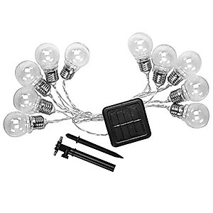 SOLUSTRE Solar Light Outdoor, 2. 5M 10LED Retro Bulbs String Lights Energy LED Waterproof Warm White Lamps for Festival Party Home Garden (Black)