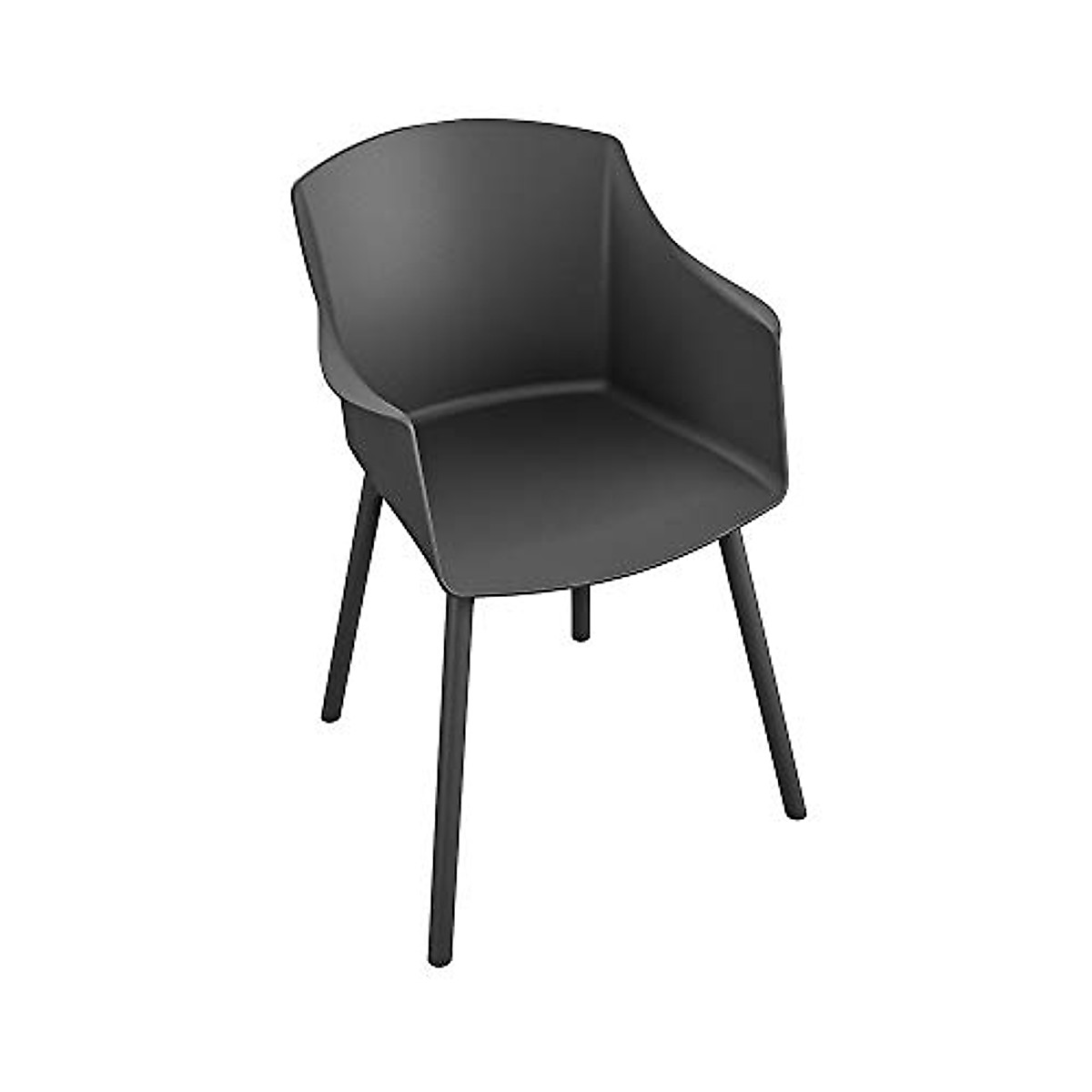 CosmoLiving by Cosmopolitan , Camelo Collection, Indoor/Outdoor Resin, 2-Pack, Black Dining Chairs, Contoured Back