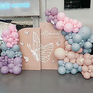 DIY 108Pcs Double-Stuffed Balloon Garland Arch Kit - Decorating Strip Kit for Garland Double Layer Baby Pink Apricot Dusty Blue Purple Balloons Set for Wedding Birthday Baby Shower Party Decoration…