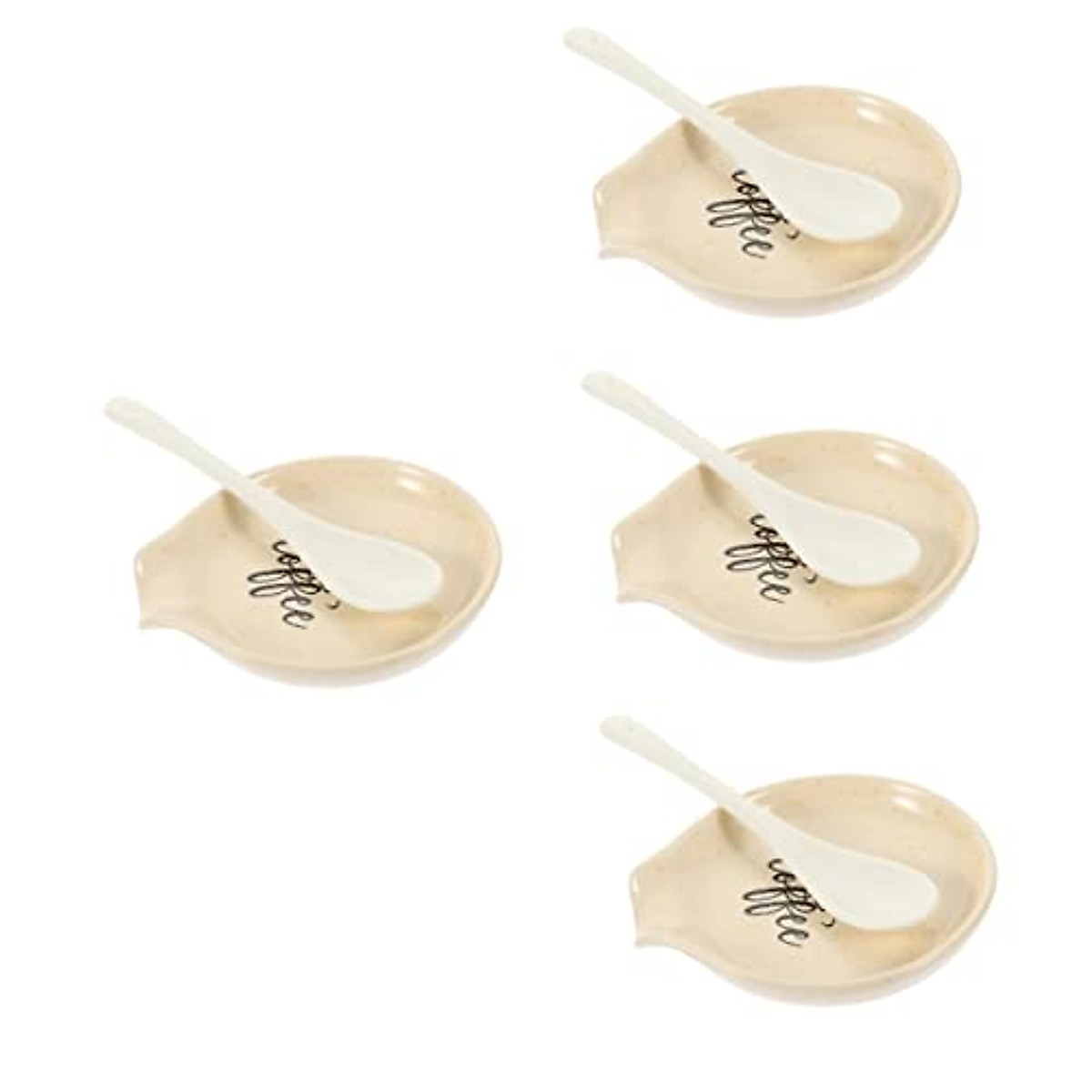 Cabilock 4 Sets Ceramic Spoon Rest Coffee Mug Spatula Holder Kitchen Spoon Rest Stove Spoon Holder Coffee Cups Ceramic Scoop Rest for Daily Use Scoop Holder for Kitchen Coffee Spoon Rest