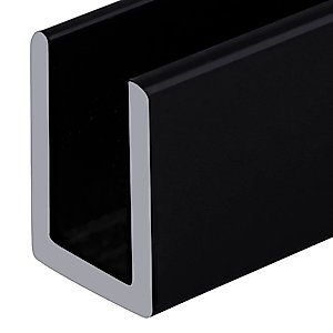 Brixwell SDCD38BL-CCP36 Black 3/8" Fixed Panel Shower Door Deep U-Channel - 36"