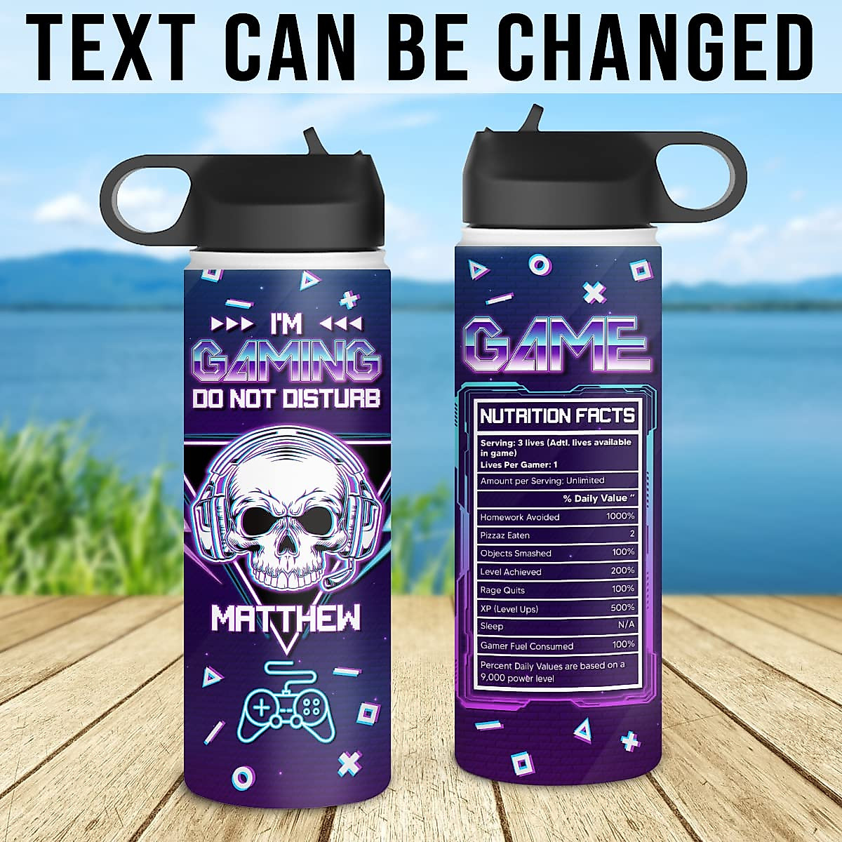 winorax Gaming Gift Personalized Game Water Bottle Stainless Steel Insulated 32oz 18oz 12oz Gamer Bottles With Custom Name Gifts For Men Boys Dad Teen Boyfriend Gift For Birthday Fathers Day