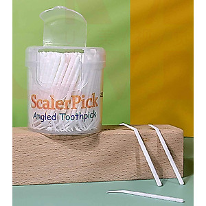 Angled toothpick Scalerpick White Plastic Household Teeth Cleaning Curved Hook 2 Bottle 400pieces