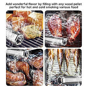 Smoke Tube for Pellet Smoker, 12'' Smoker Tube Pellet Grill Accessories, Premium Stainless Steel Pellet Tube for all Grill or Smoker - Hot or Cold Smoking Generator for Electric Gas Charcoal Grilling