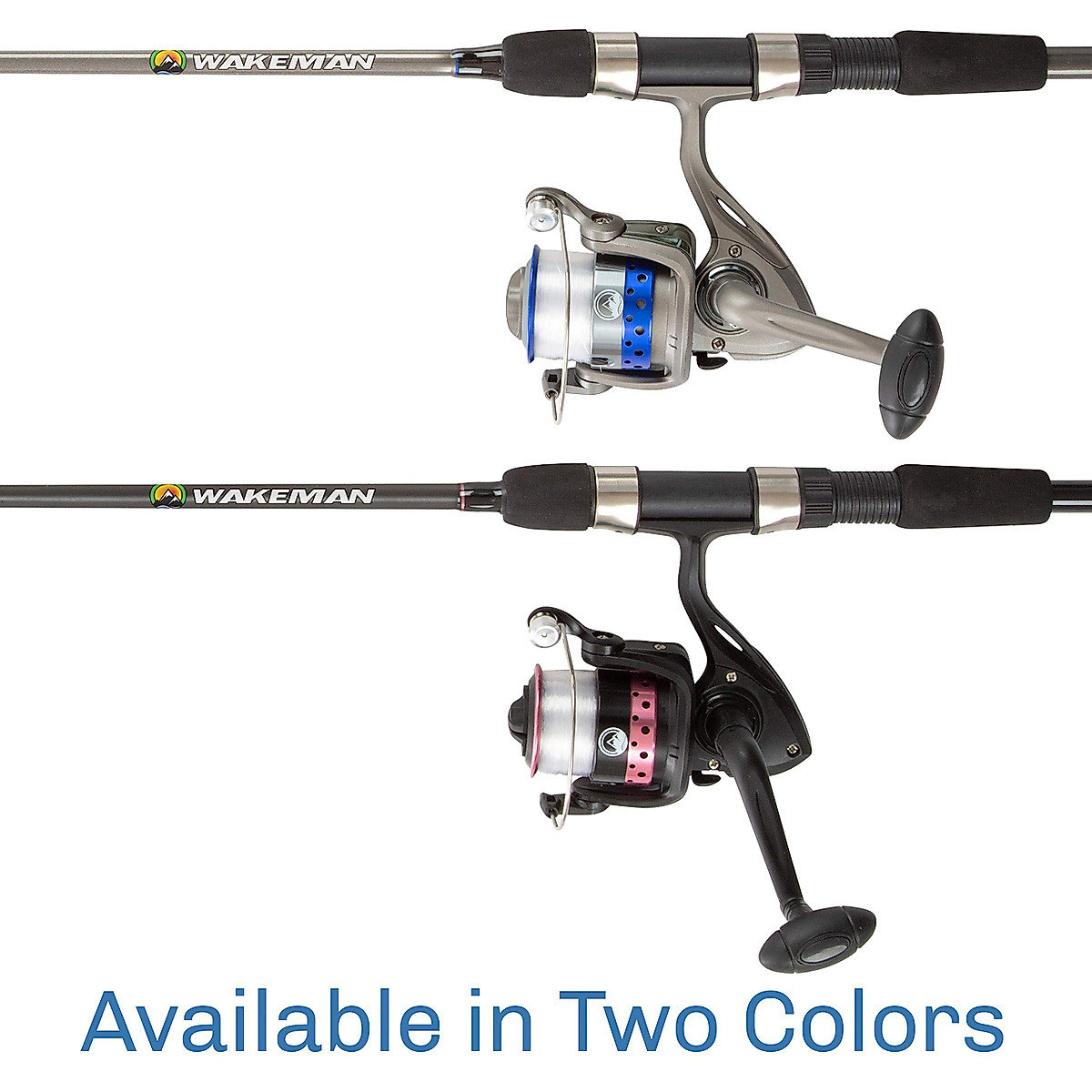 Fishing Rod and Reel Combo - 6.6-Feet Fiberglass Pole and Spinning Reel with 10lb Line for Pond, Lake, and Shoreline Fishing by Wakeman (Blue)