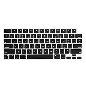 ProElife Keyboard Cover Skin for 2023 MacBook Air 15 inch M2 A2941 / MacBook Pro 14 16 inch M3 M2 Pro/Max A2918 A2992 A2991 A2779 A2780 US Enter (ANSI) Silicon Keyboard Protector Accessory (Black)