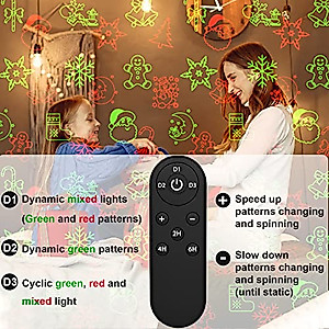 Christmas Projector Lights Outdoor, Laser Projection Light Waterproof Spotlight Projectors Red and Green Star Show with Christmas Decorative Patterns for Holiday Decoration House Yard Garden Patio