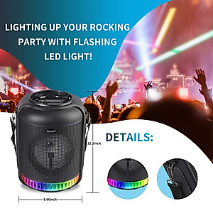 RHM K113 Karaoke Machine with 6 Color Change, Powerful Sound, Rechargeable Battery & A Wired Microphone, 6 Hours Playtime, Support Bluetooth/AUX/USB/TF/FM/REC, for Home/Party/Picnic/Outdoor Actives