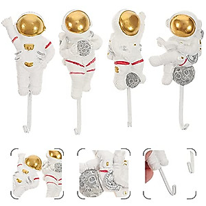 Beavorty Astronaut Wall Hanging Hook 4pcs Astronaut Hook Umbrella Holder Wall Hooks Wall Mounted Coat Hooks Key Rack Astronaut Wall Sculptures Kids Bathroom Accessories Wall Mount Storage Hanger