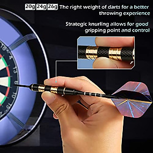Darts Metal Tip Set - Darts Steel Tip Set Professional, 20 Grams, 24 Grams and 26 Grams Metal Tip Darts with Aluminum Shafts, Brass Barrels, Extra Dart Flights, Sharpener Tool Kit, Carrying Case