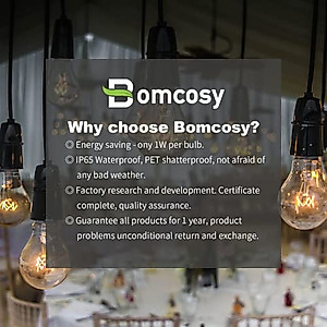 Bomcosy Outdoor String Lights 100Ft Weatherproof, G40 Patio Lights Waterproof with 52 Bulbs, Led Globe String Lights for Outside Shatterproof, Garden Backyard Cafe Bistro Lights House Indoor Decor