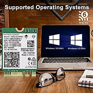 AX210 Card WiFi for Laptop,Wireless Module for Laptop Desktop with Bluetooth 5.2,Wi-Fi 6E AX210NGW 802.11ax Internal Wireless Network Card M.2/ NGFF for Laptop and PC Support Windows 10 11 64bit
