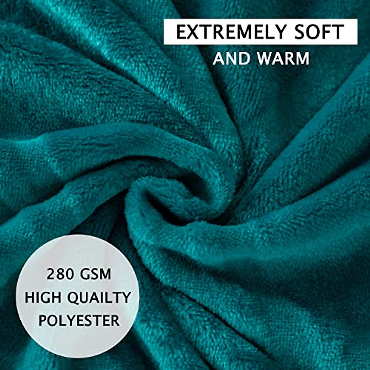 HT&PJ Throw Blanket Super Soft Cozy Lightweight Flannel Fleece Blankets for Bed, Sofa, Couch, Living Room All Seasons - Teal, 50x60in